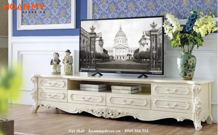 TOP +50 Mẫu Kệ tivi Tân cổ điển đẹp tinh tế, sang trọng 2026